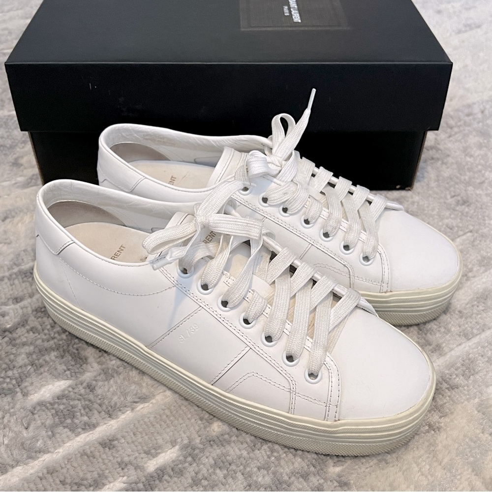 Saint Laurent Ysl Court Classic Platform Leather Snea… - Gem